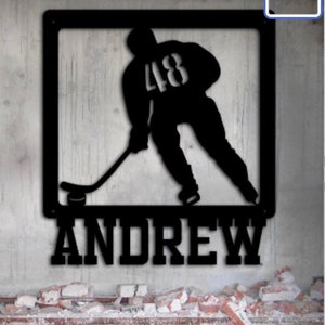 Hockey Sign Hockey Player Custom Metal Sign Man Cave Hockey Fan Metal ...