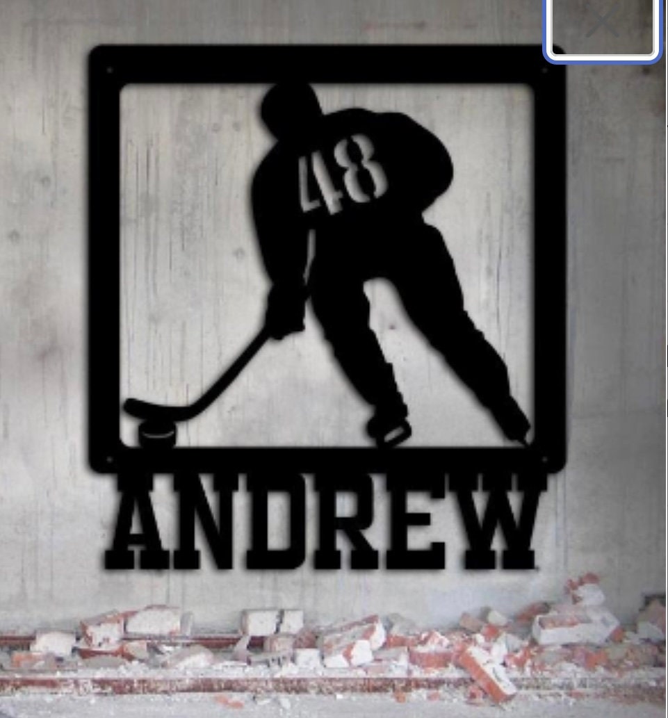 Hockey Sign Hockey Player Custom Metal Sign Man Cave Hockey Fan Metal ...