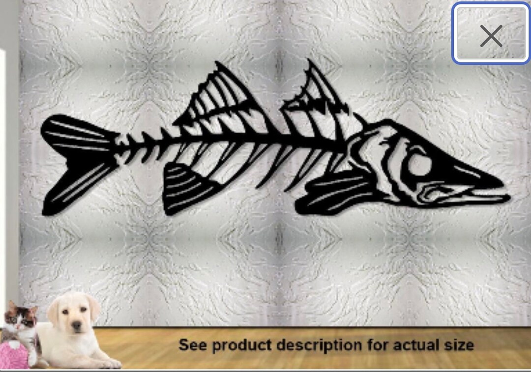 Fish Skeleton - Bone Fish -metal Wall Art 22 Inches Wide by 7.2 Inches ...