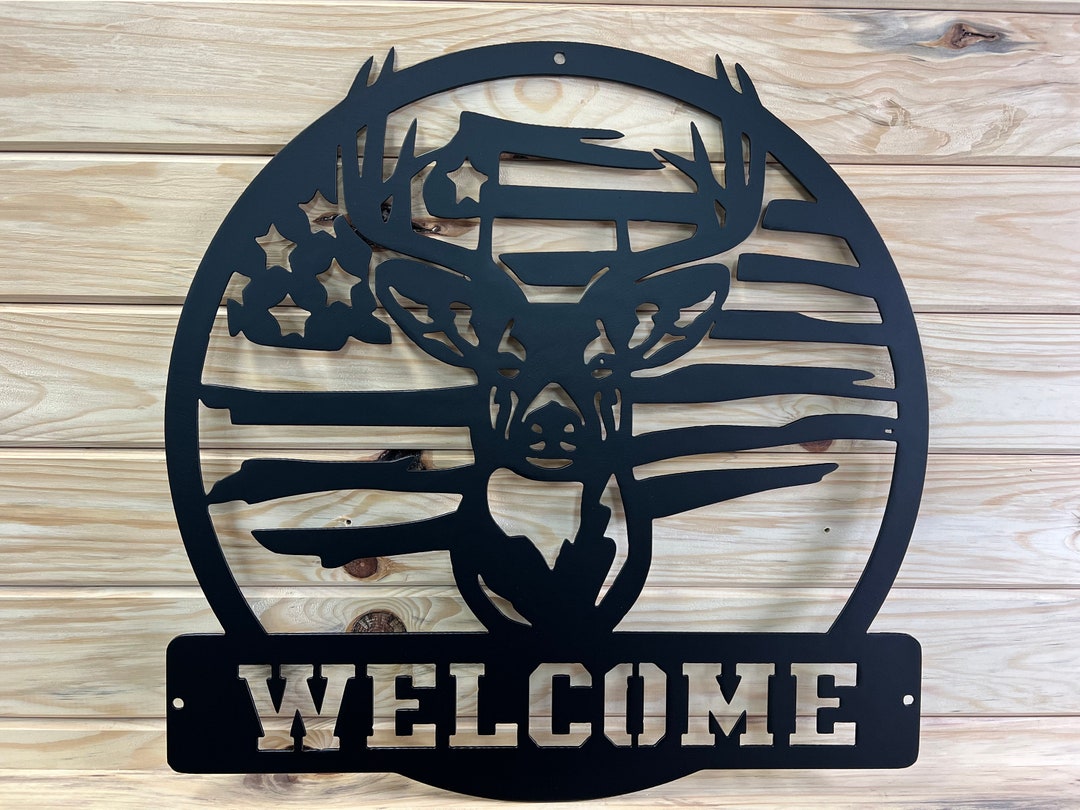 American Buck Welcome Sign-custom-american Flag - Etsy