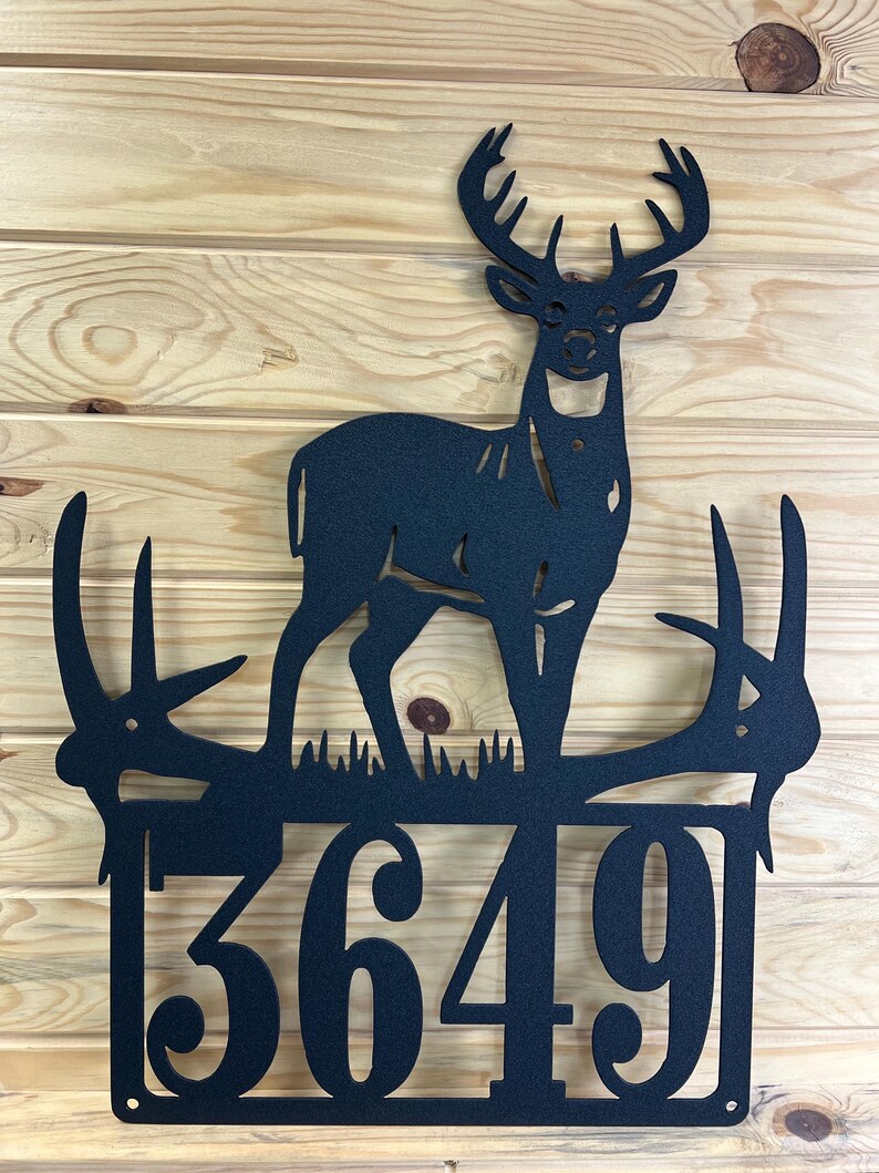 Whitetail Buck Address Sign – Custom Metal House Number Plaque - Etsy