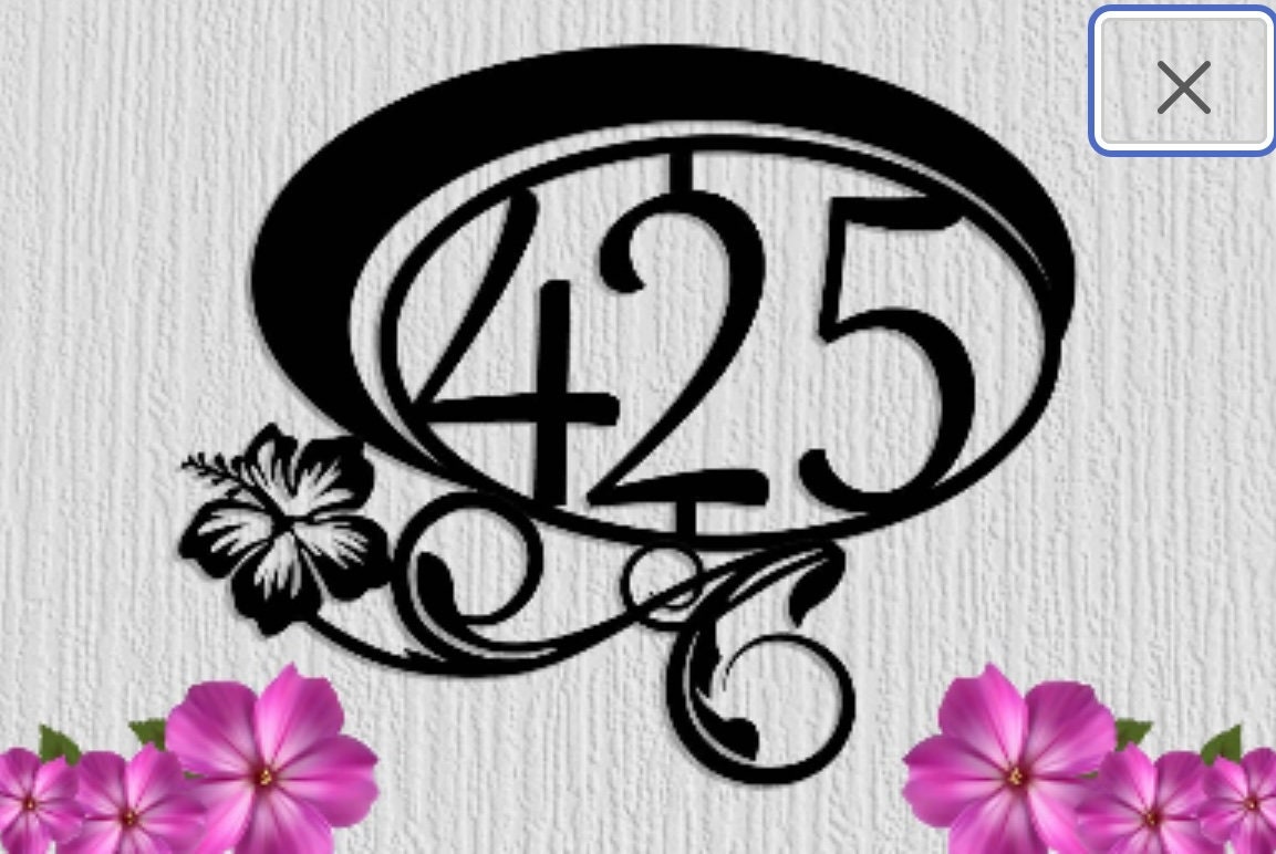 Hibiscus Flower Address Custom Metal Sign Large House Numbers - Custom ...