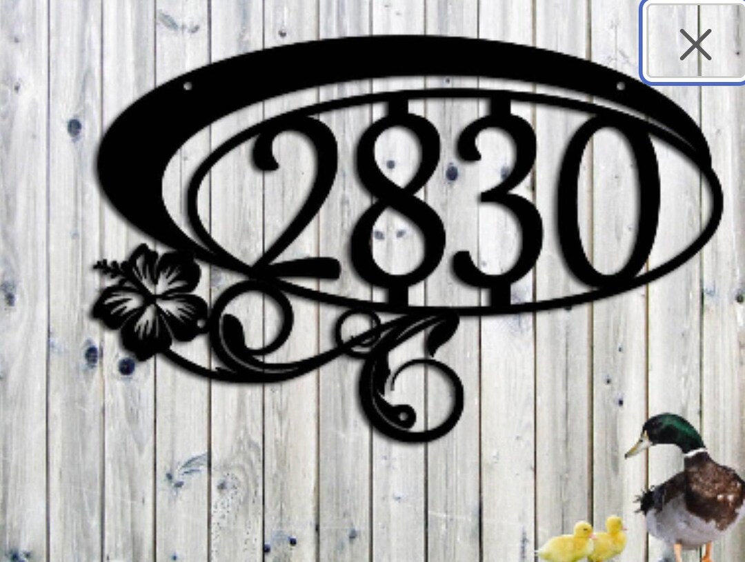 Hibiscus Flower Address Custom Metal Sign 4 Number Large House Numbers ...