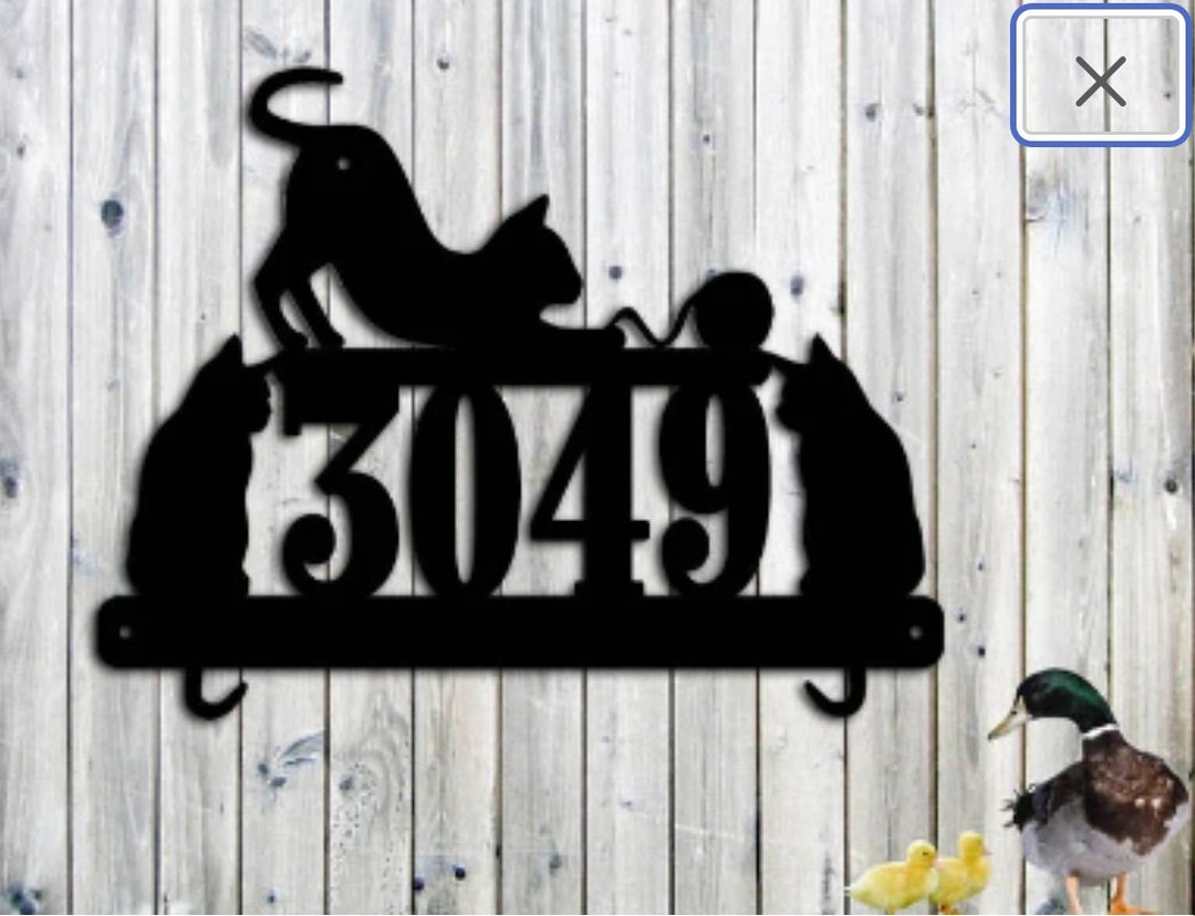 3 Cat Custom Address Sign Cat House Number Steel Metal Hand Made Cat ...