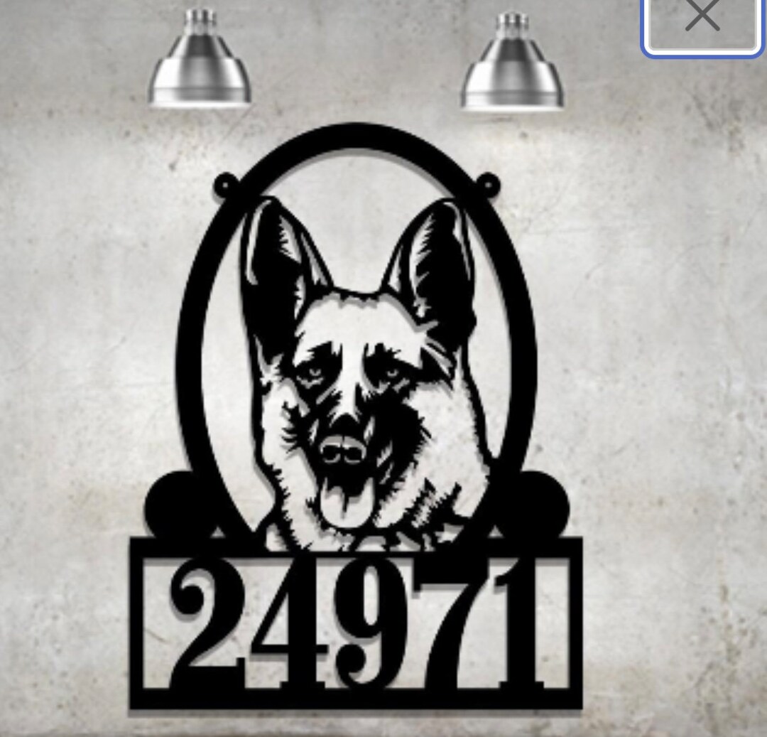 German Shepherd Address Custom Metal Sign - Large House Numbers - Steel ...