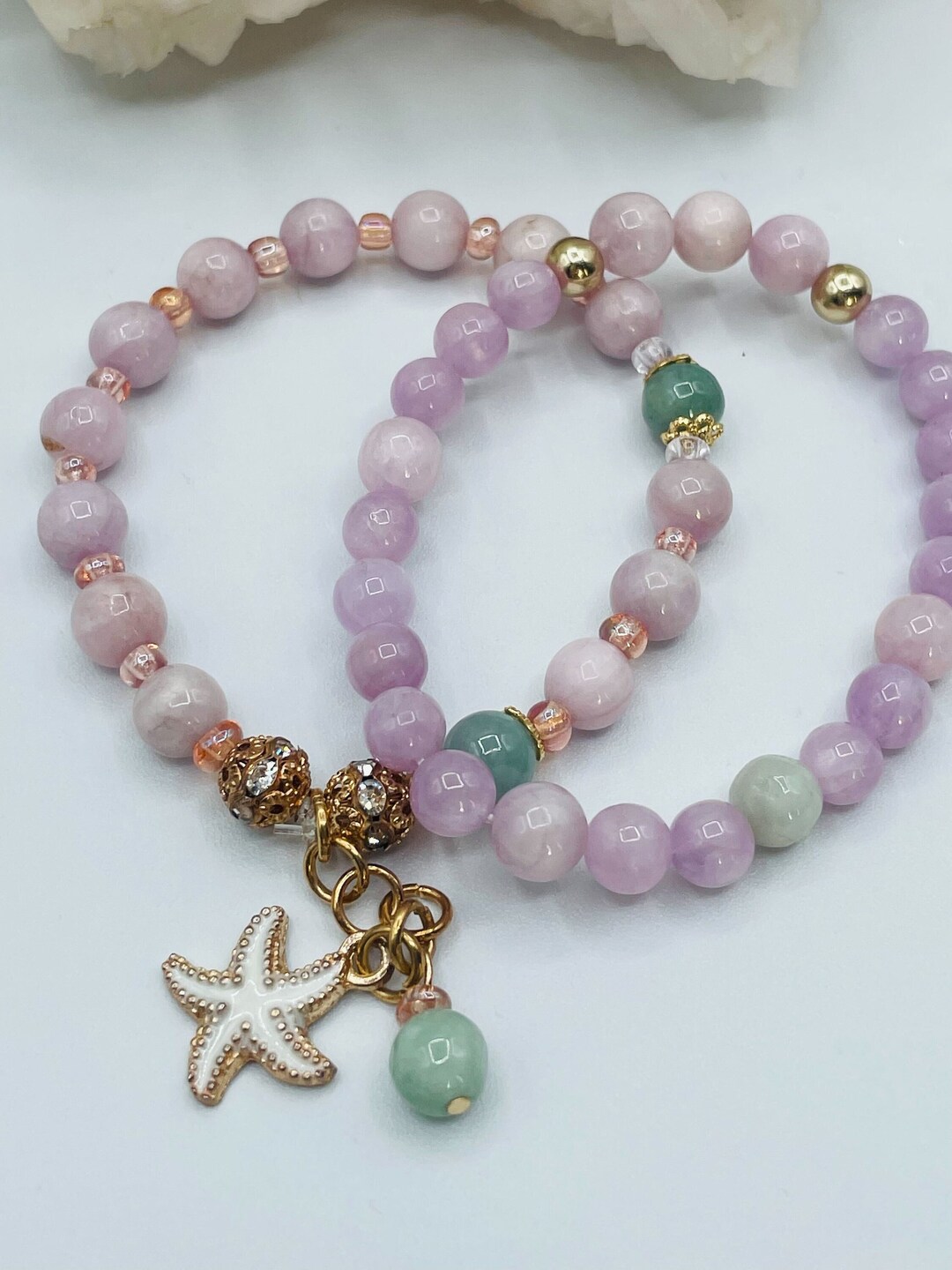 Disney Princess Ariel Inspired Bracelet Authentic Kunzite and Jade ...