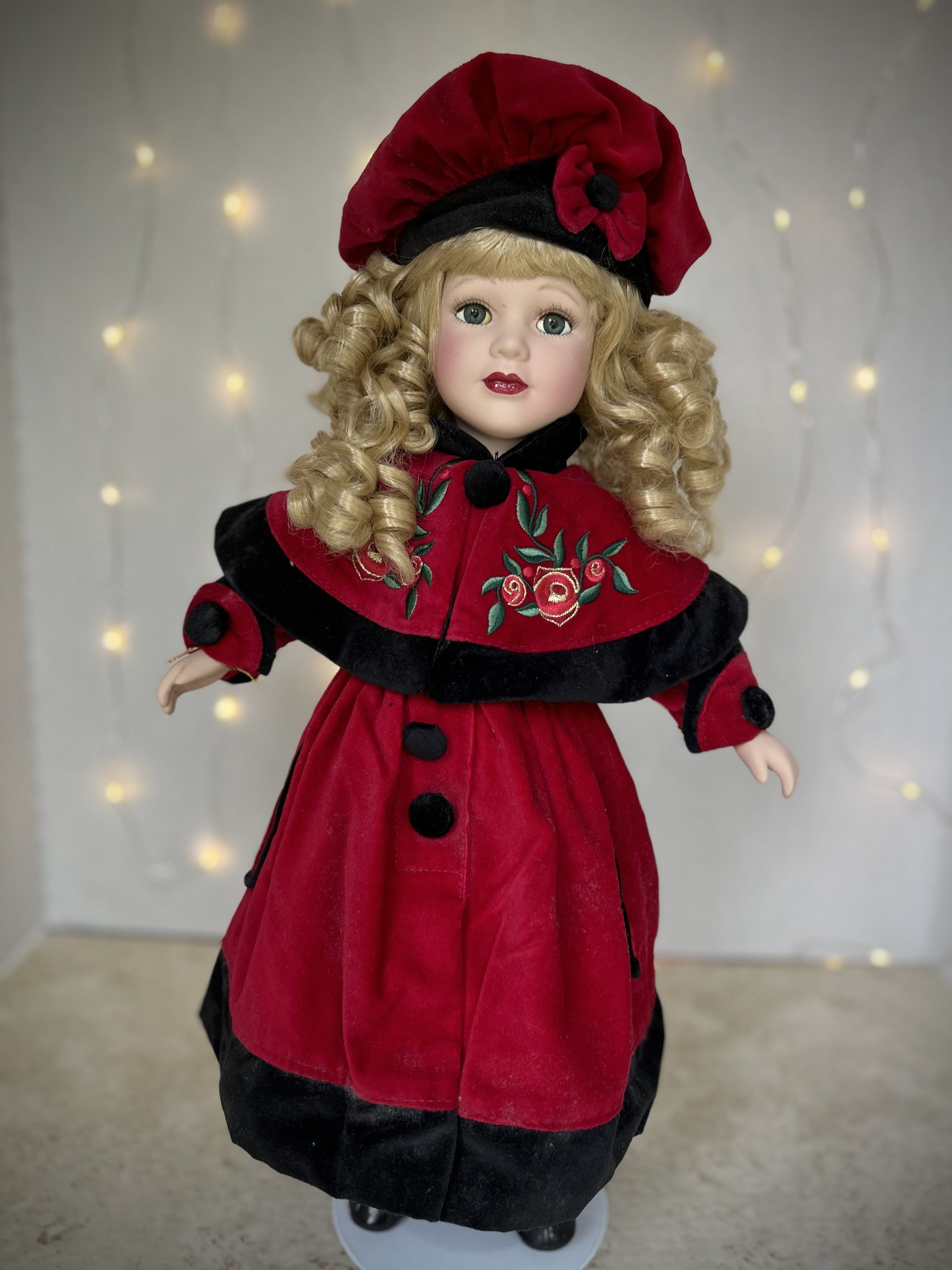 Brass Key Doll - Red Holiday With Blonde Ringlets - Etsy