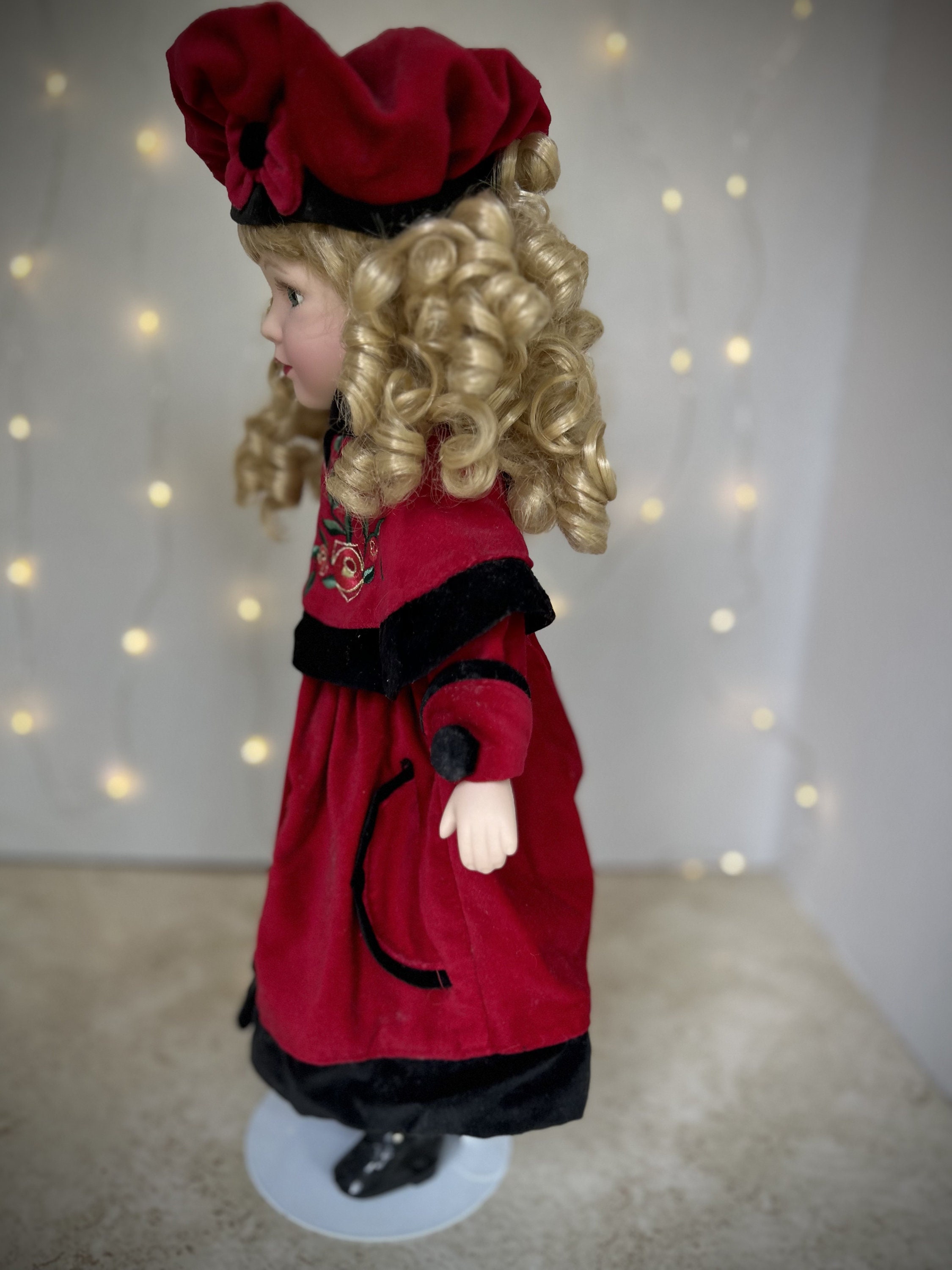 Brass Key Doll - Red Holiday With Blonde Ringlets - Etsy