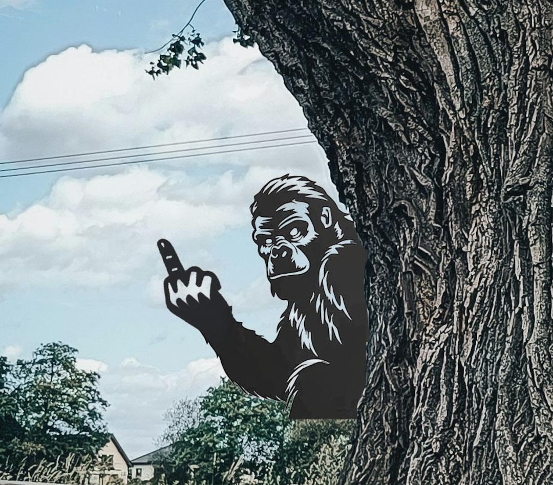 Peek A Boo Bigfoot Flipping off Metal Sign,peaking Flip off Bigfoot ...