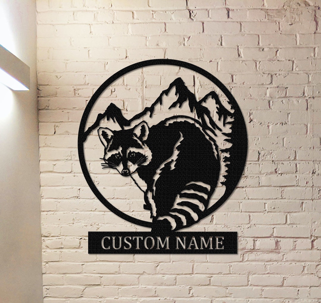 Raccoon Metal Sign,custom Raccoon Wall Art,personalized Raccoon Wall ...