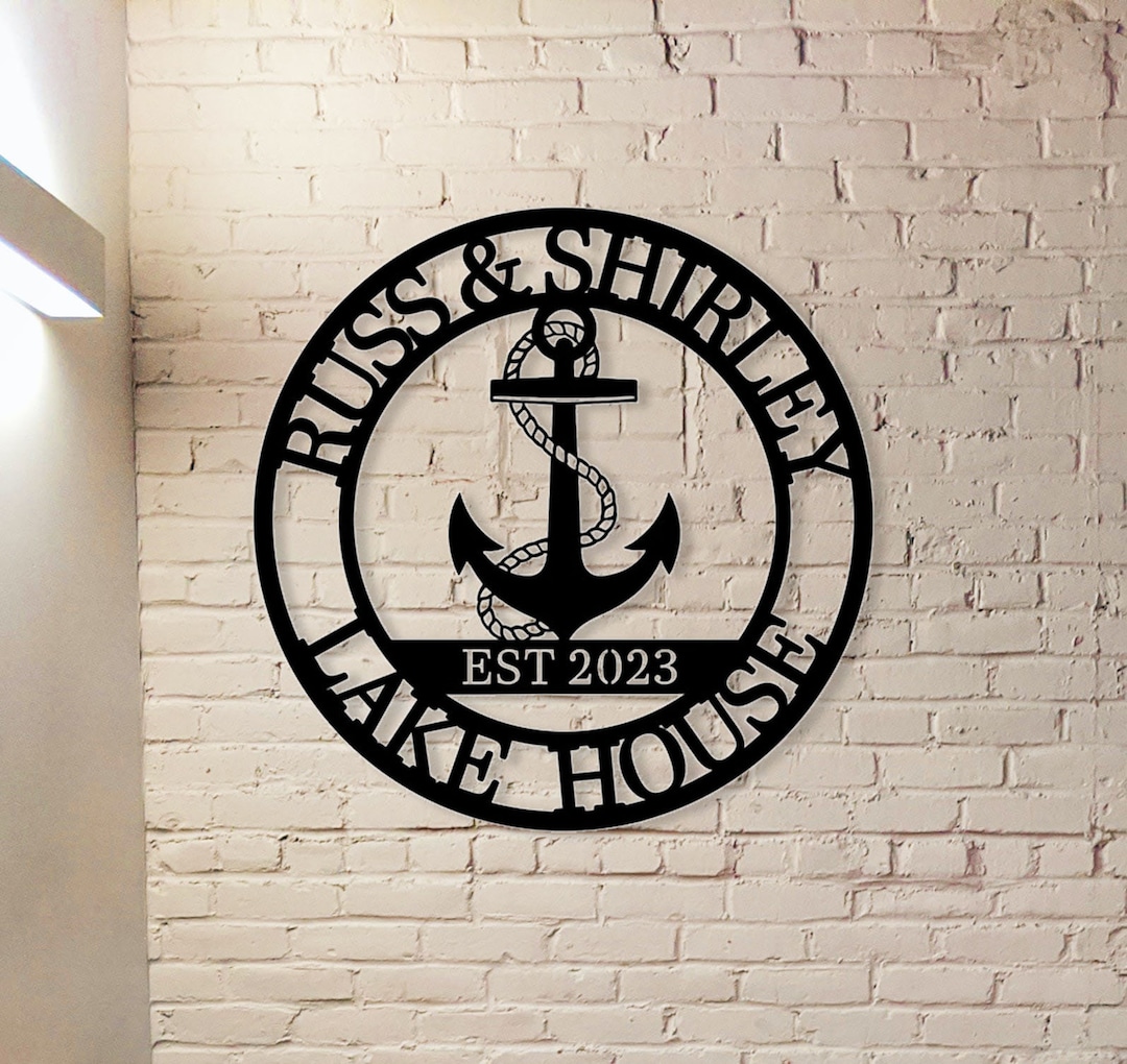 Anchor Monogram Sign,custom Marine Metal Art,sailor Name House Sign ...