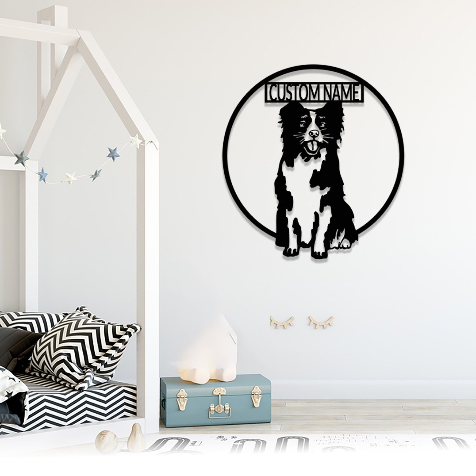 Custom Border Collie Metal Sign,led Lights,personalized Dog Lover Name ...
