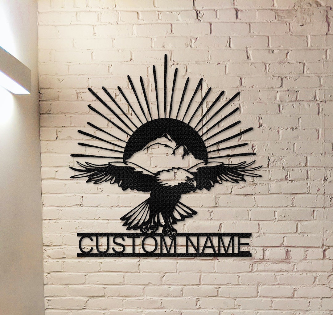 Eagle Mountain Sign,eagle Sun Metal Wall Art,custom Eagle Name Sign ...