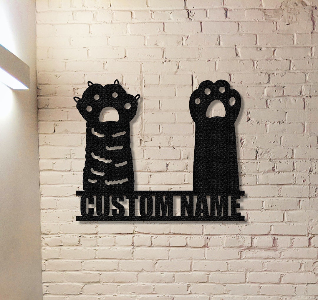 Custom Paw Prints Metal Sign,cat's Paw Gift,paw Prints Wall Art ...