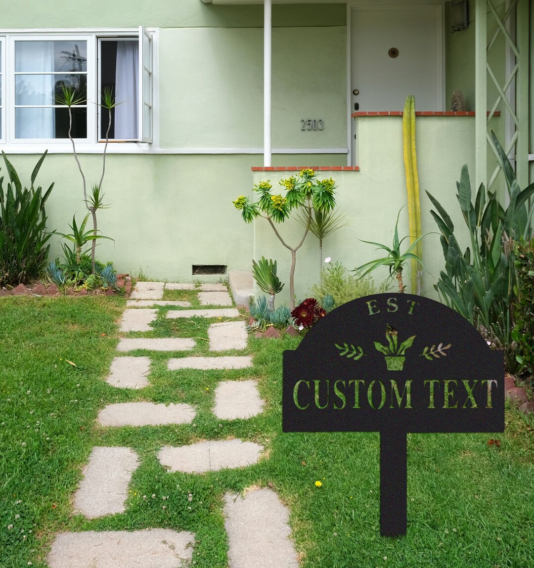 Garden Sign With Stake,custom Stake Sign,garden Decor,garden Name Sign ...