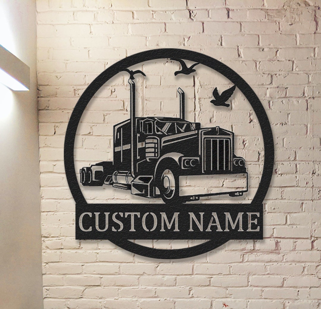 Custom Truck Metal Signmetal Truck Signsemi Truck Wall - Etsy