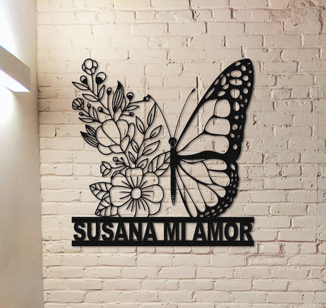 Butterfly Metal Sign,butterfly Floral Sign,custom Butterfly Wall Art ...