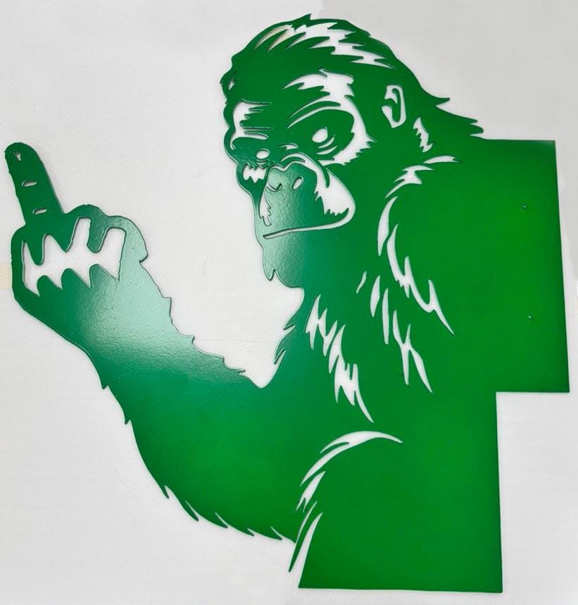 Peek A Boo Bigfoot Flipping off Metal Sign,peaking Flip off Bigfoot ...