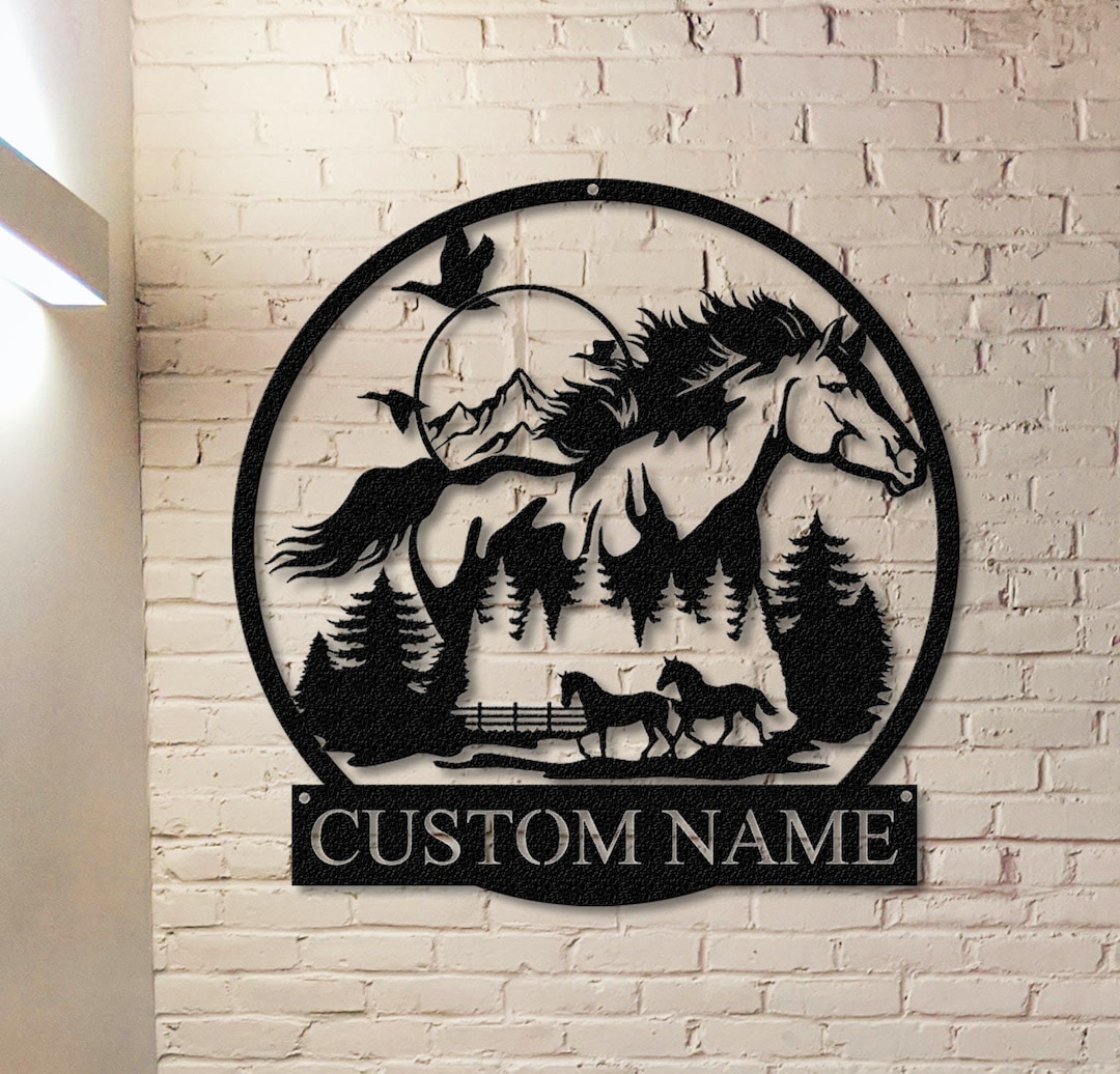 Custom Horses Metal Sign,horse Wall Art,personalized Horse Ranch Decor ...