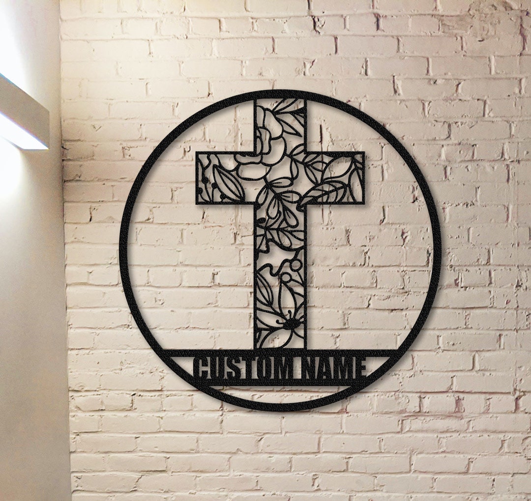 Faith Cross Metal Sign,custom Family Name Sign,last Name Sign,front ...