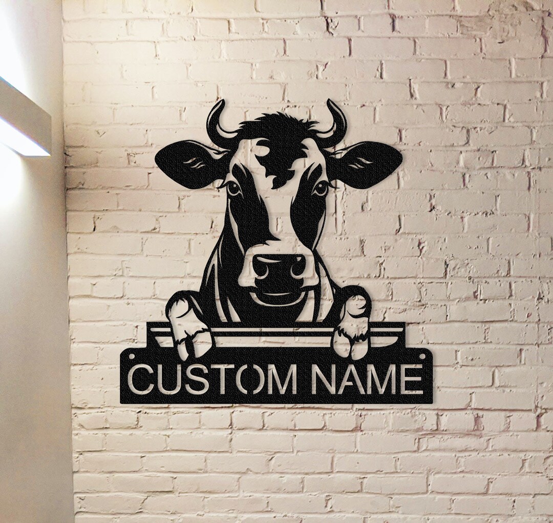 Custom Cow Metal Sign,cow Wall Art,cow Decor,cow Farm Sign,personalized ...