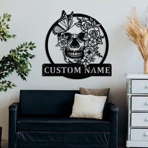 Personalized Sugar Skull Metal Sign,custom Skull Wall Art for Room ...