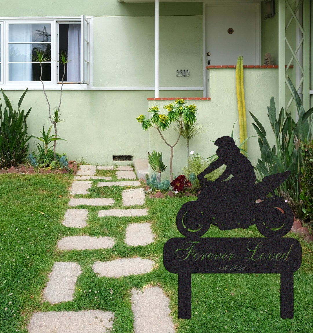 Custom Motorcycle Stake Sign,personalized Biker Memorial Metal Yard ...