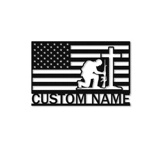 Custom US Flag Soldier Sign,military Gift,soldier Silhouette Sign,army ...