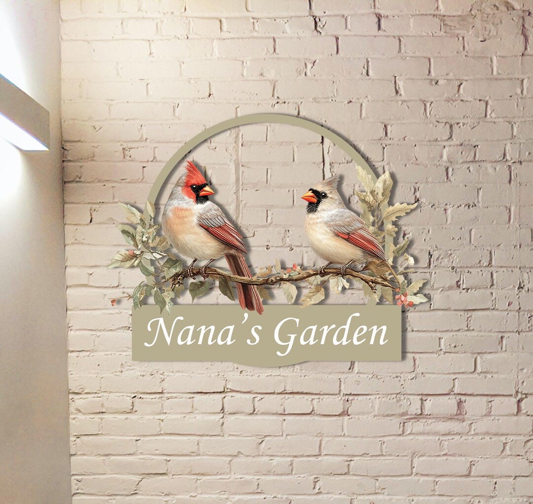 Custom Cardinal Garden Sign,cardinal Couple Wall Art,red Cardinal Metal ...