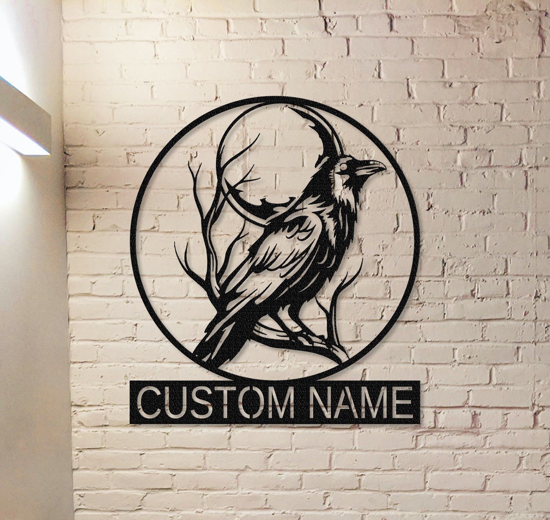 Raven Metal Wall Artcustom Raven Metal Signmetal Crow Wall - Etsy