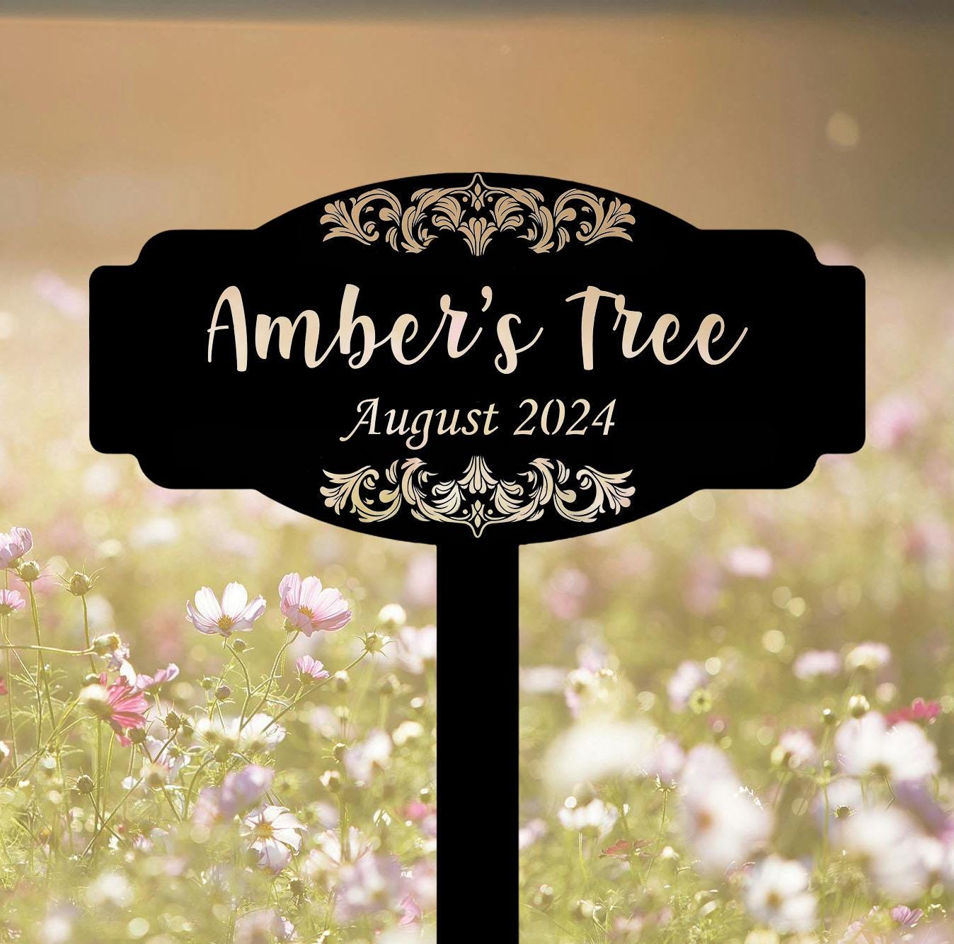 Personalized Memorial Tree Plaque With Stake,custom Tree Metal Garden ...