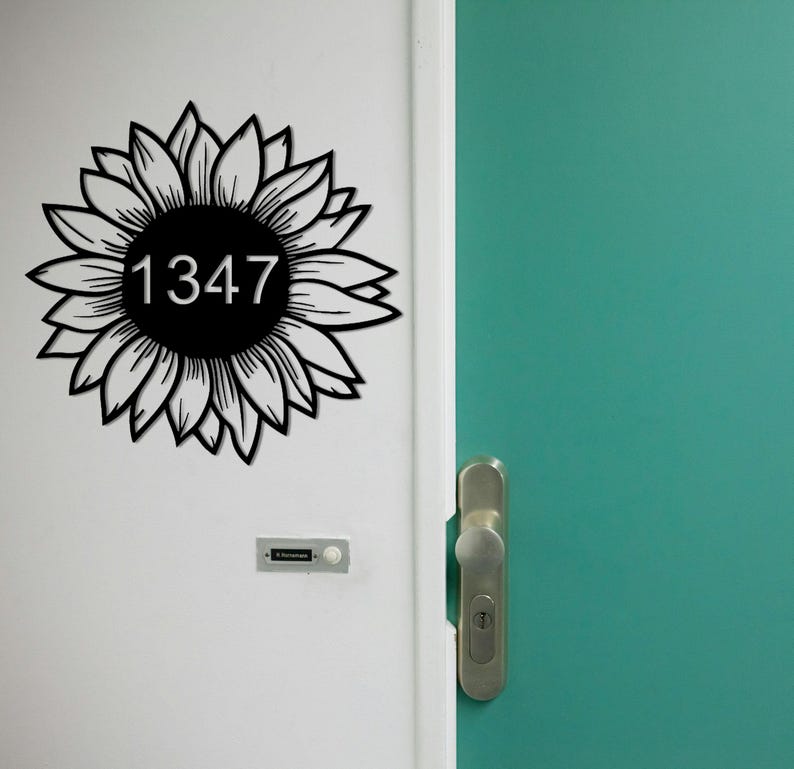 Custom House Number Sign,sunflower Metal Sign,metal Address Number ...