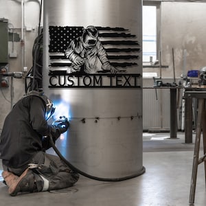 Custom Construction Welder Sign,welding Metal Sign,us Flag Sign ...
