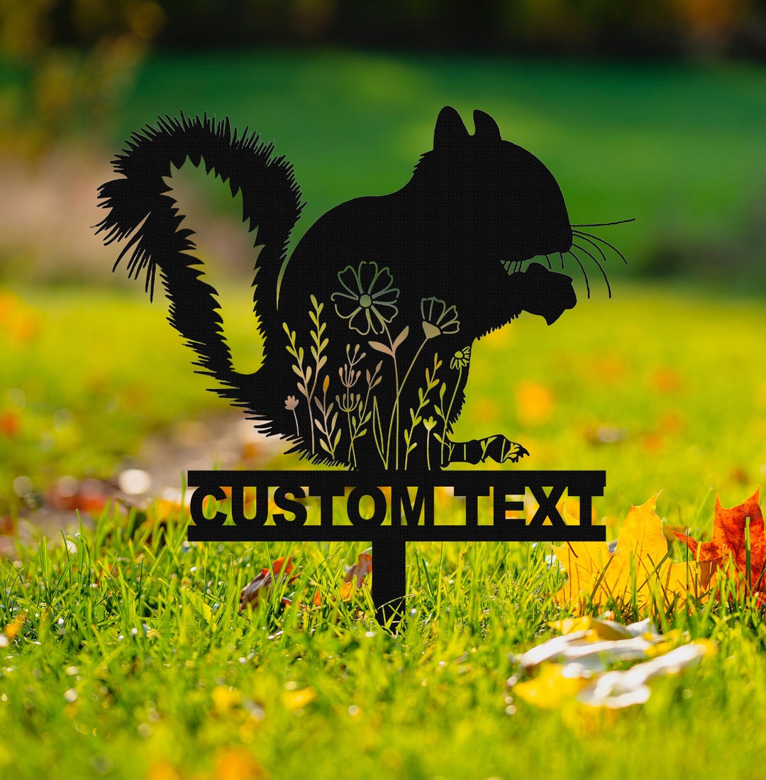 Squirrel Stake Sign Personalized,garden Stake Sign,squirrel Sign With ...