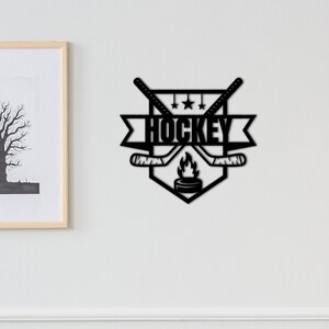 Hockey Stick Metal Wall Art,custom Hockey Metal Sign,hockey Wall Decor ...
