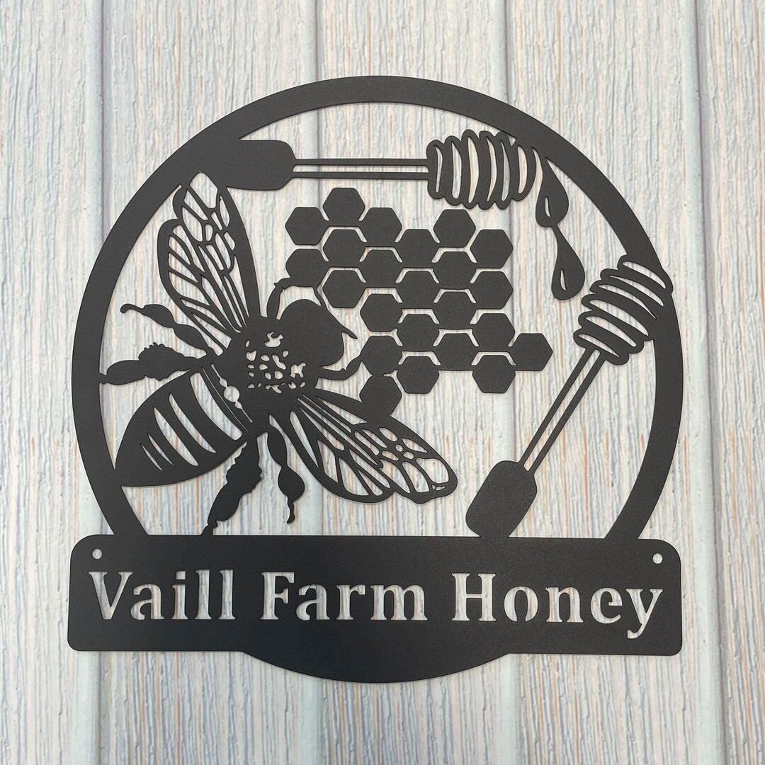 Farm Sign,bee Sign,honeycomb Metal Sign,custom Farm Name Sign ...