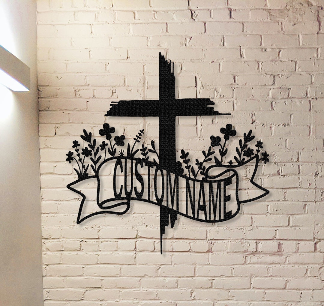 Personalized Faith Cross Metal Sign,custom Family Name Sign,last Name ...