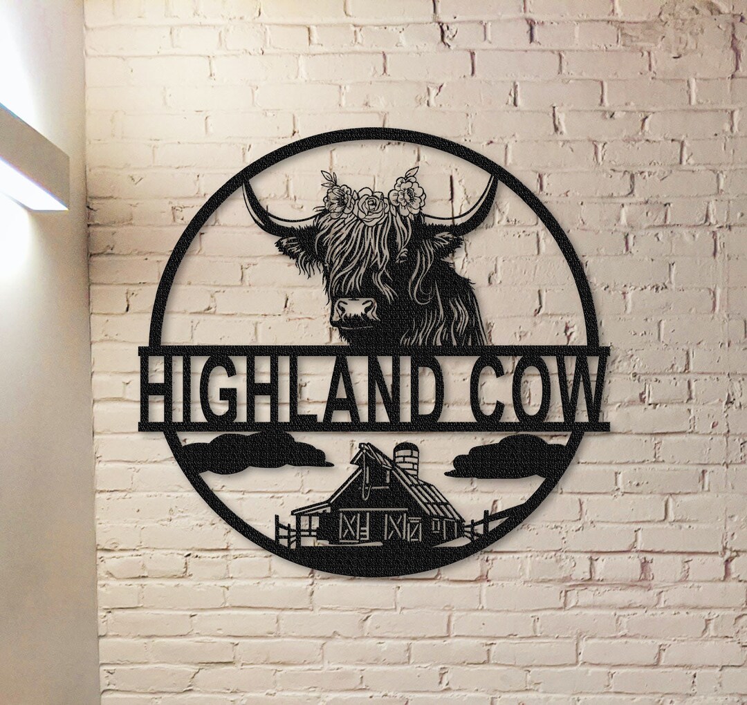 Custom Highland Cow Metal Sign,highland Cow Wall Art,personalized ...