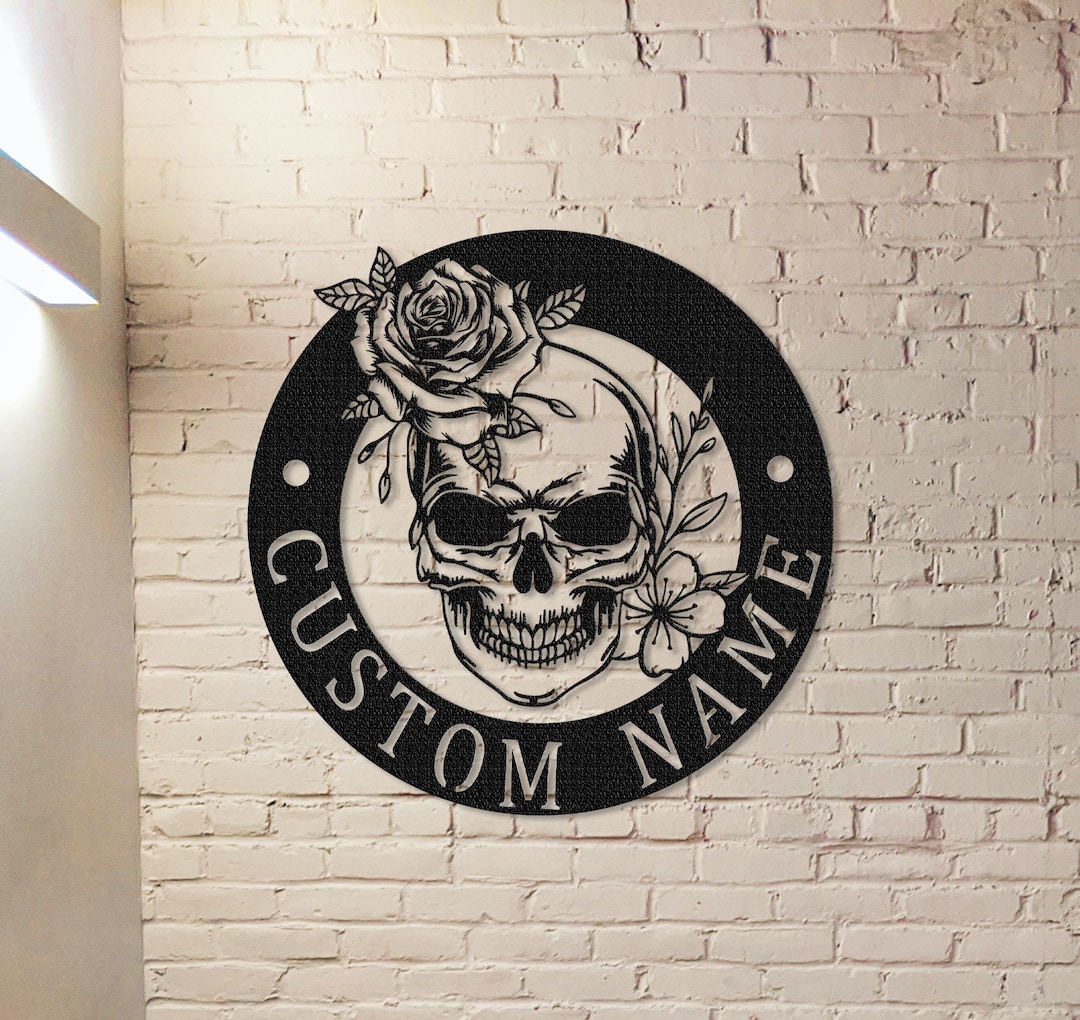 Sugar Skull Metal Sign,custom Skull Wall Art,skull Wall Decor ...