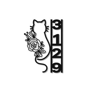 Custom Cat House Number Sign,address Plaque Wall Art,address Number ...