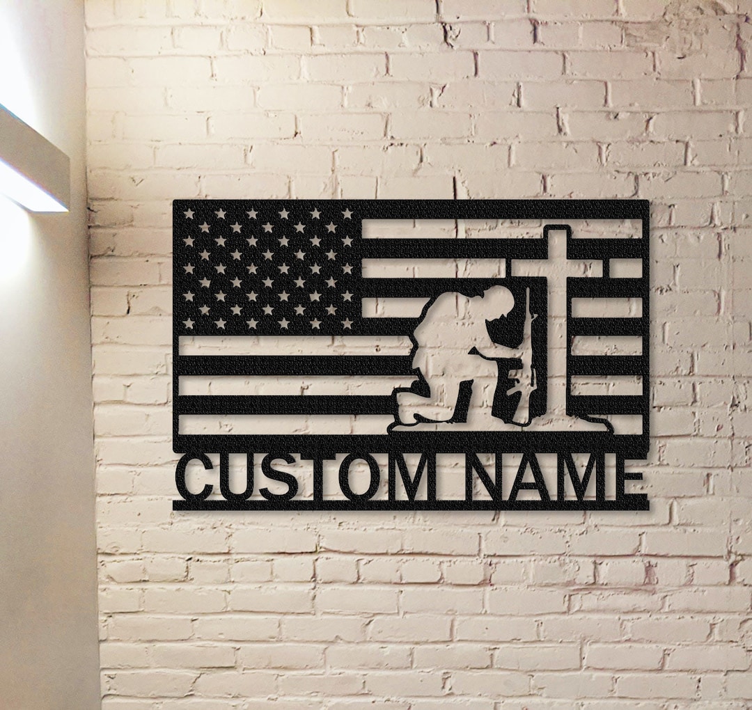 Custom US Flag Soldier Sign,military Gift,soldier Silhouette Sign,army ...