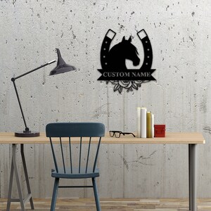 Horseshoe Metal Sign,custom Horse Wall Art,horse Lover Gift,front Door ...