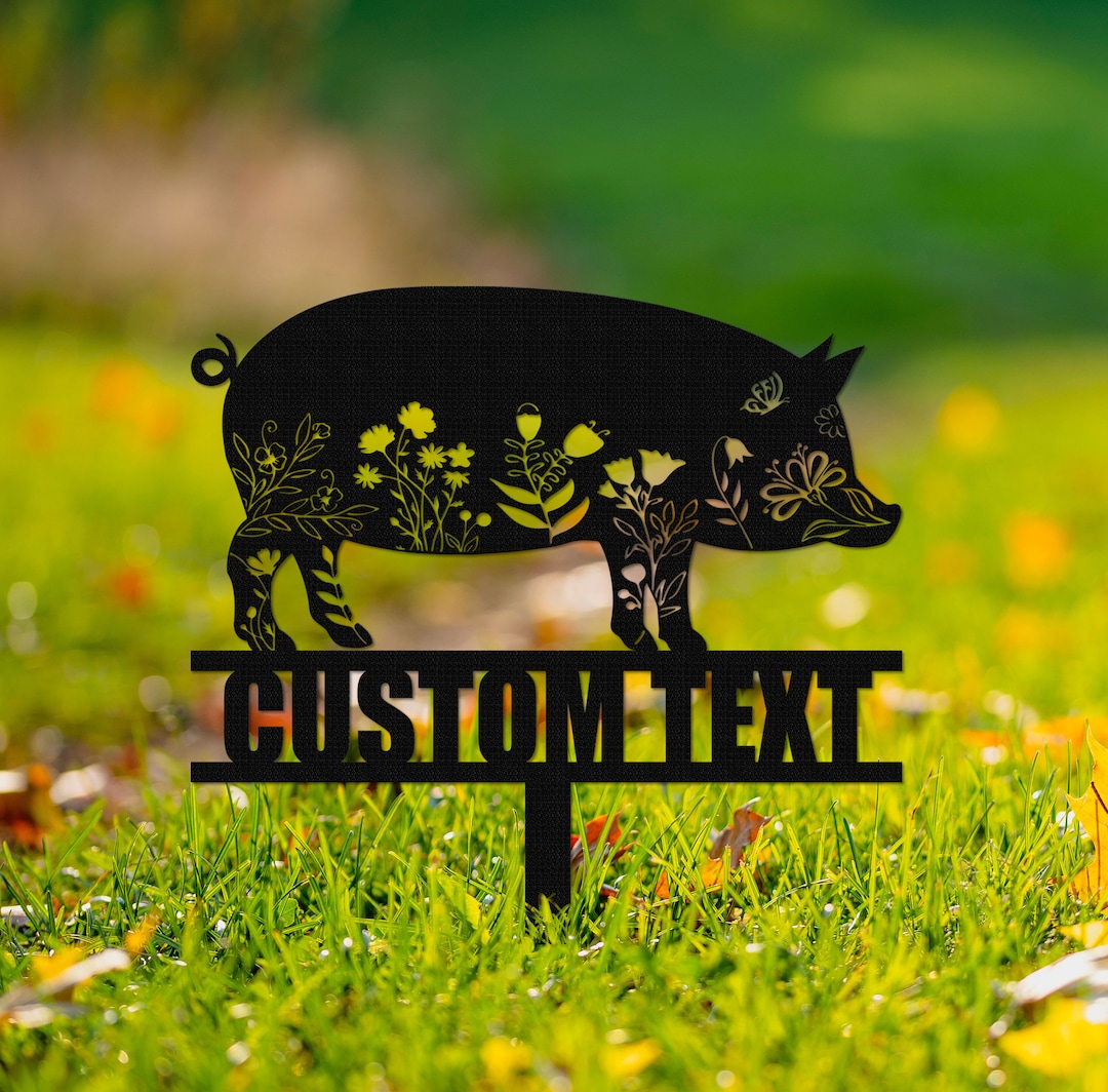 Pig Metal Sign With Stakes,custom Pig Sign Name,personalized Pig Farm ...