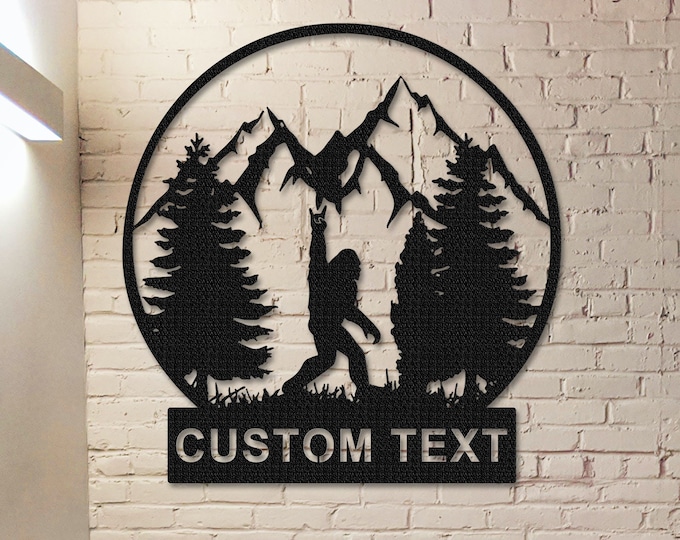 Outdoor Sasquatch Custom Name Metal Sign Bigfoot Mountain Metal Sign ...