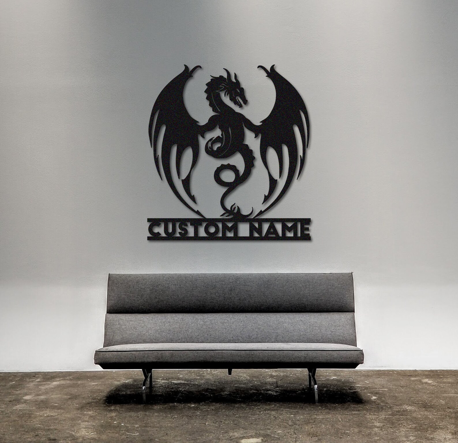 Dragon Monogram Sign,custom Dragon Metal Art,dragon Name House Sign ...