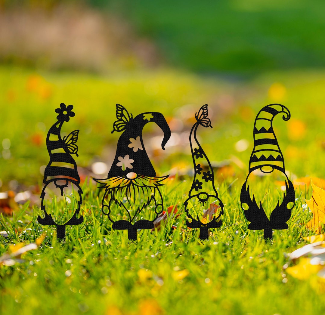 4 Set Gnome Sign With Stake ,garden Gnome Sign Stake,christmas Gnome ...