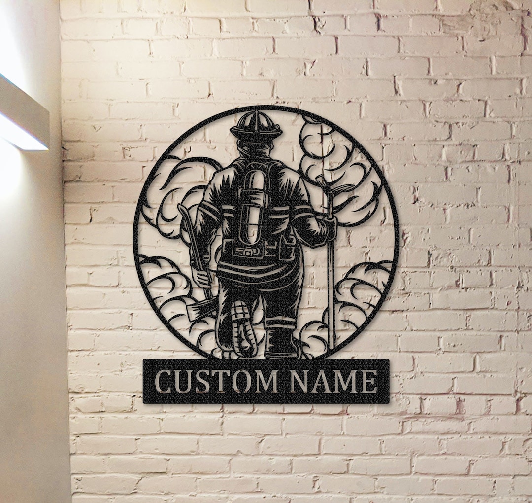 Personalized Fireman Metal Sign,fireman Wall Art, Firefighter Wall ...