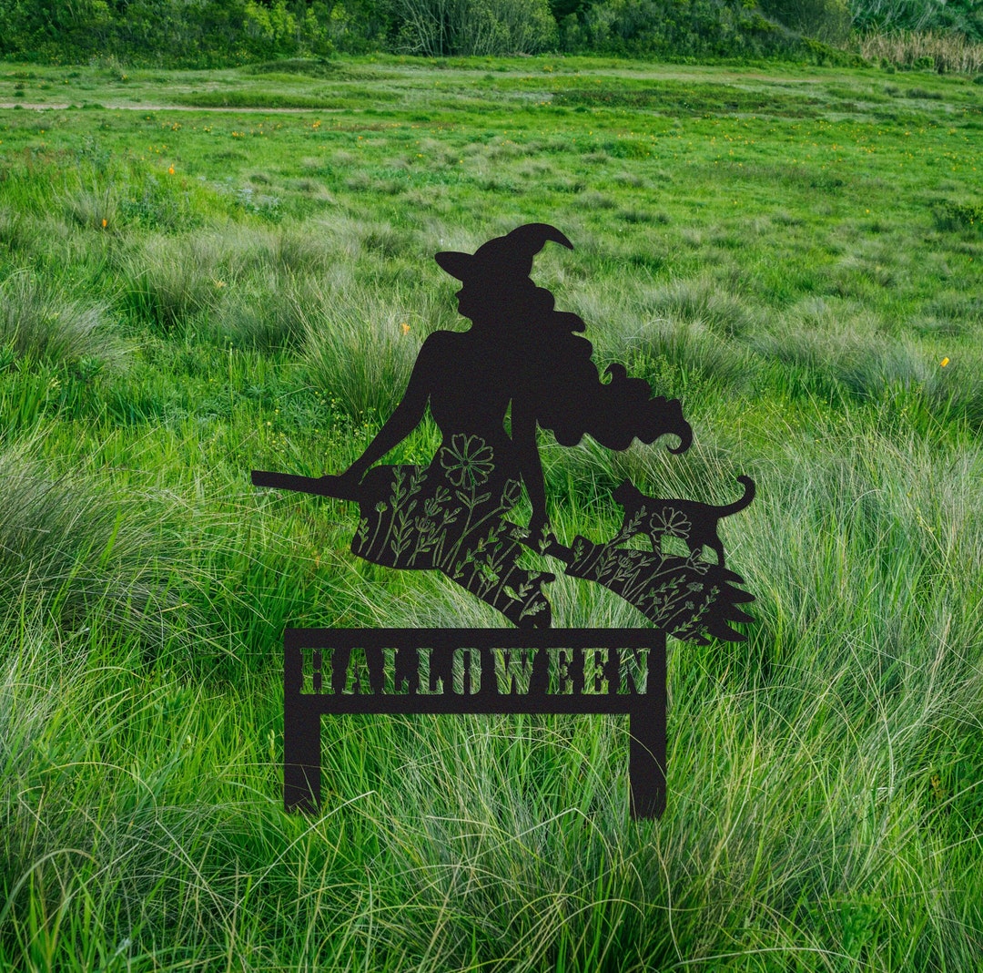 Witch Flying on a Broomstick Stake Sign,custom Halloween Stake Sign ...