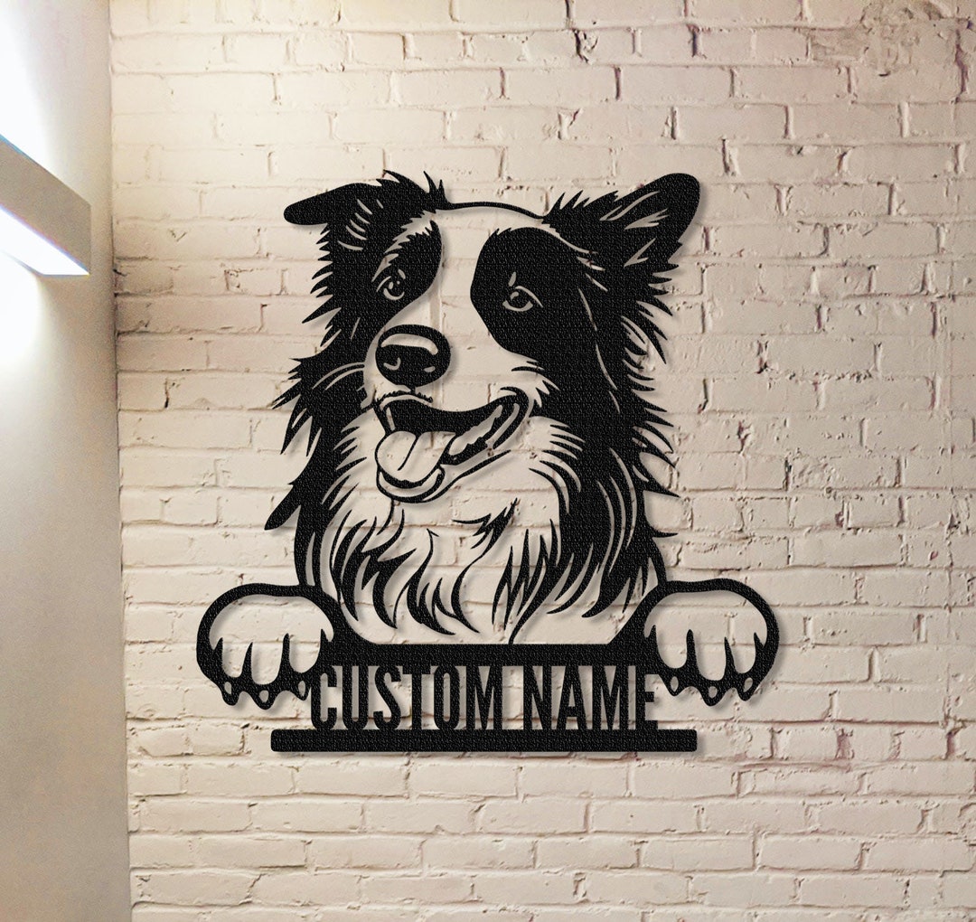 Border Collie Metal Sign,custom Dog Name Sign,dog House Decor,border ...