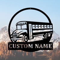 School Bus Metal Sign LED Lights, Custom School Bus Driver Metal Wall ...